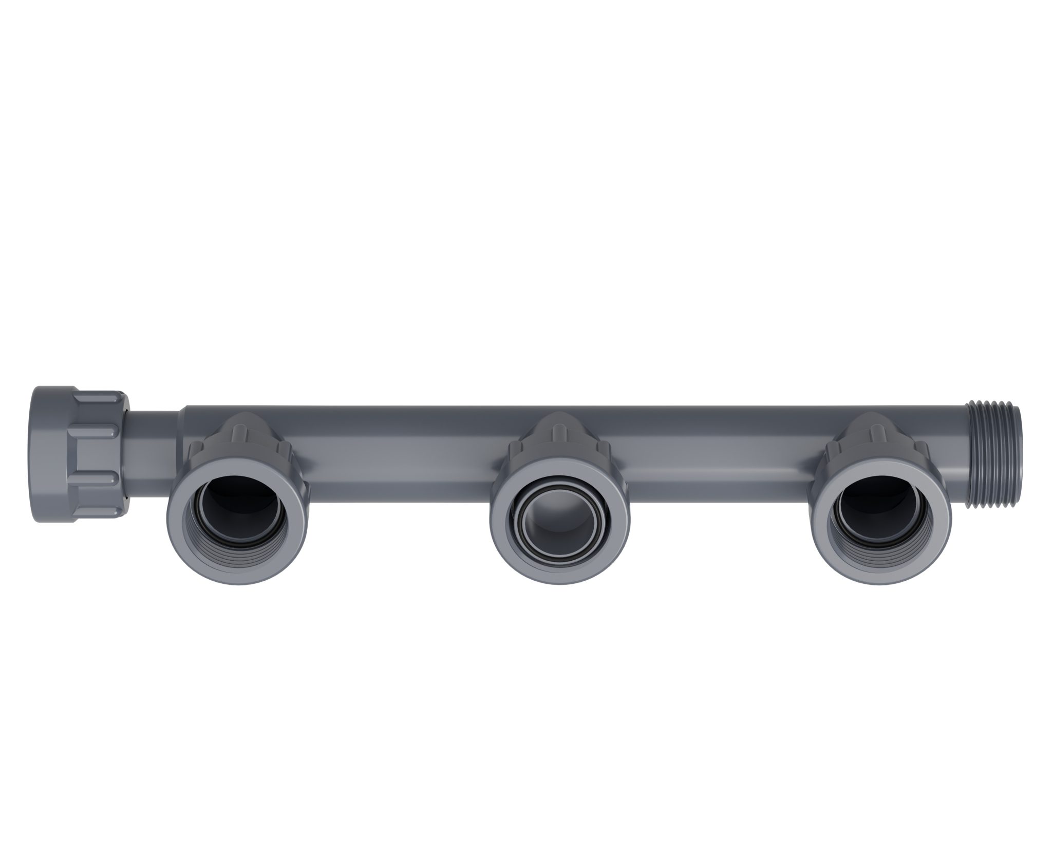Multi-Port Manifold (swivel x mipt x swivel (x3)) - Dura Plastics